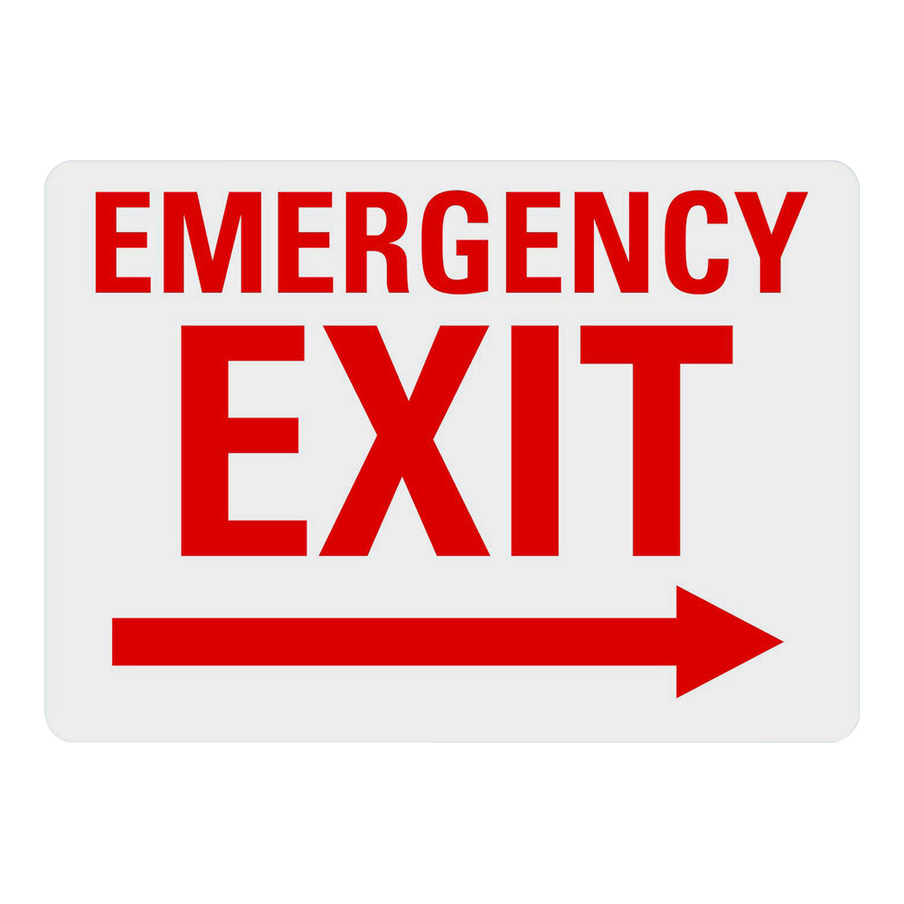Lavex 14" x 10" White Non-Reflective Plastic "Emergency Exit" Sign with ...