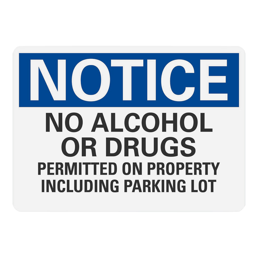 Lavex 14" x 10" Non-Reflective Adhesive Vinyl "Notice / No Alcohol Or ...