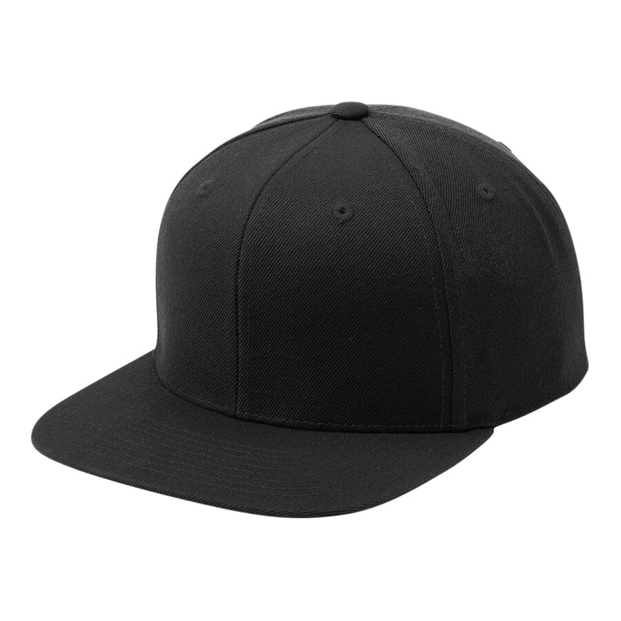 Sport-Tek STC19 Customizable Black 6-Panel Flat Bill Snapback Cap ...