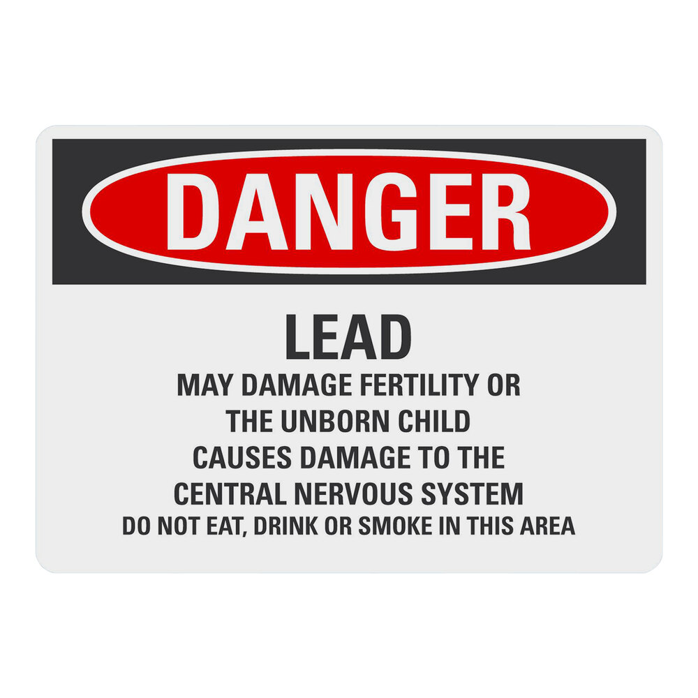 Lavex 10" x 7" Engineer-Grade Reflective Adhesive Vinyl "Danger / Lead ...