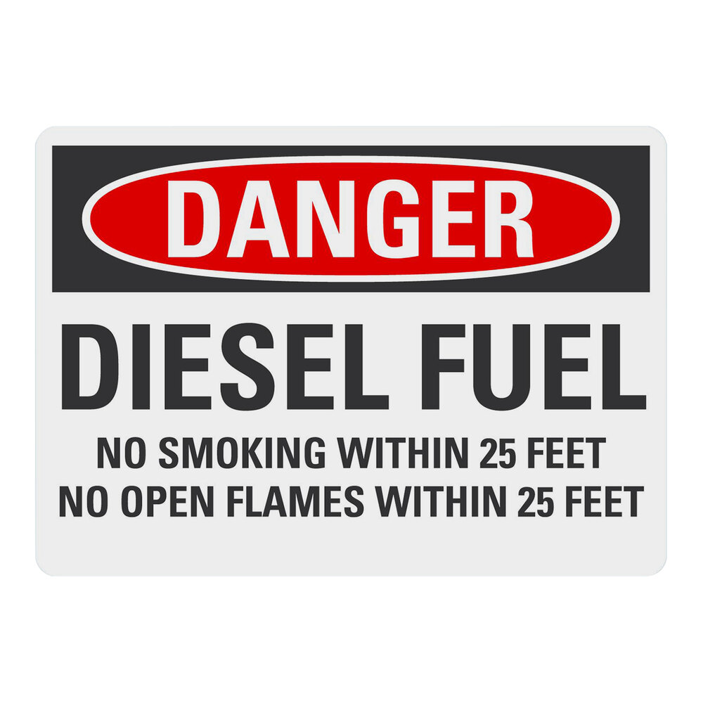 Lavex 10" x 7" Non-Reflective Aluminum "Danger / Diesel Fuel / No ...