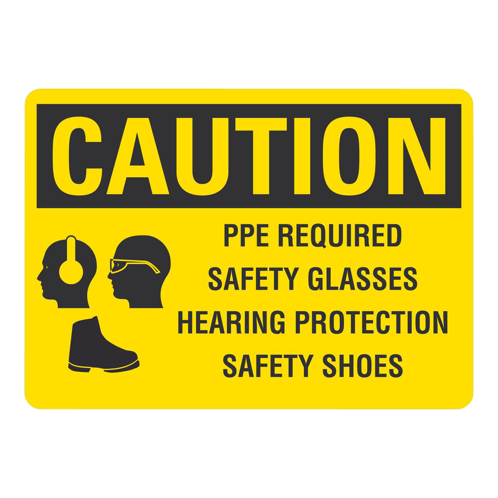 Lavex 14" x 10" Engineer-Grade Reflective Adhesive Vinyl "Caution / PPE ...