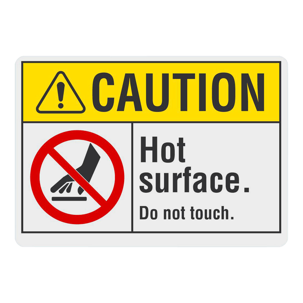 Lavex 10" x 7" Non-Reflective Adhesive Vinyl "Caution / Hot Surface ...