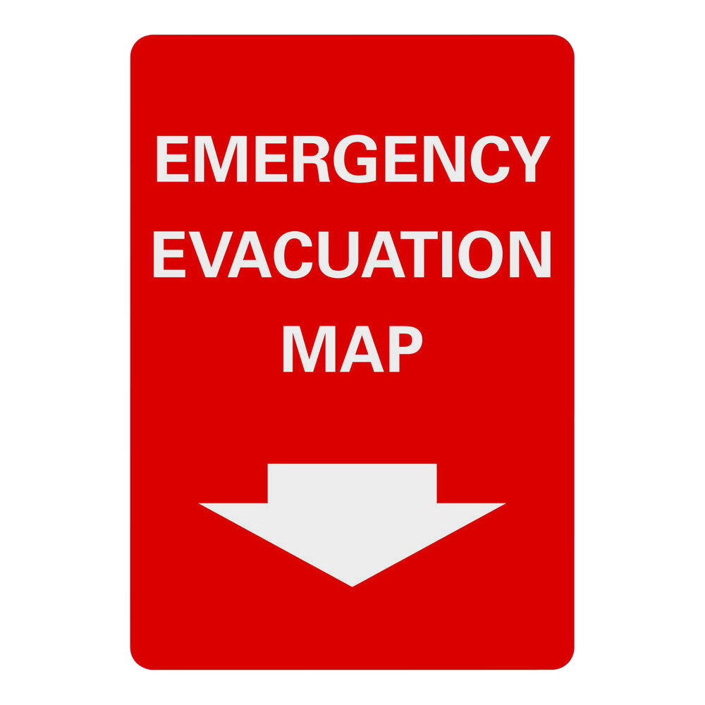 Lavex 14" x 10" Engineer-Grade Reflective Adhesive Vinyl "Emergency Evacuation Map" Label with ...