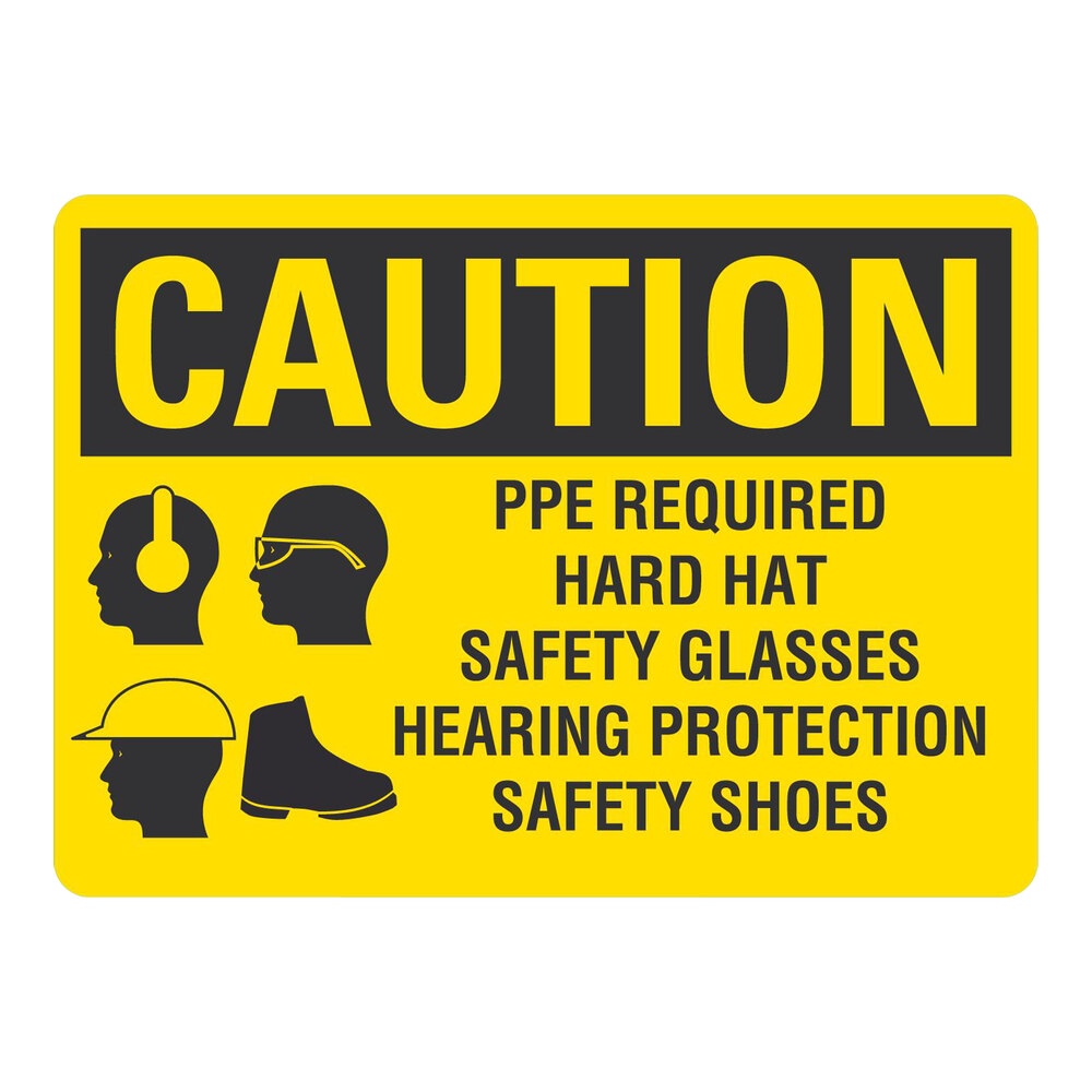 Lavex 10" x 7" Engineer-Grade Reflective Aluminum "Caution / PPE ...