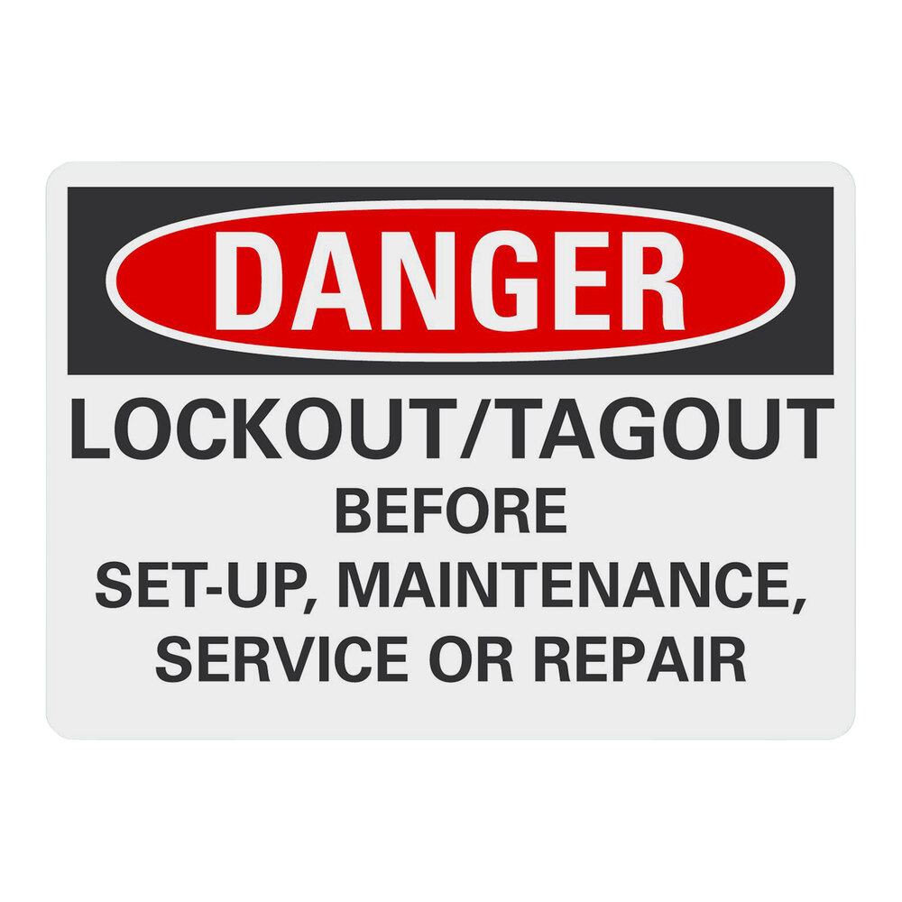 Lavex 10" x 7" Non-Reflective Aluminum "Danger / Lockout/Tagout Before ...