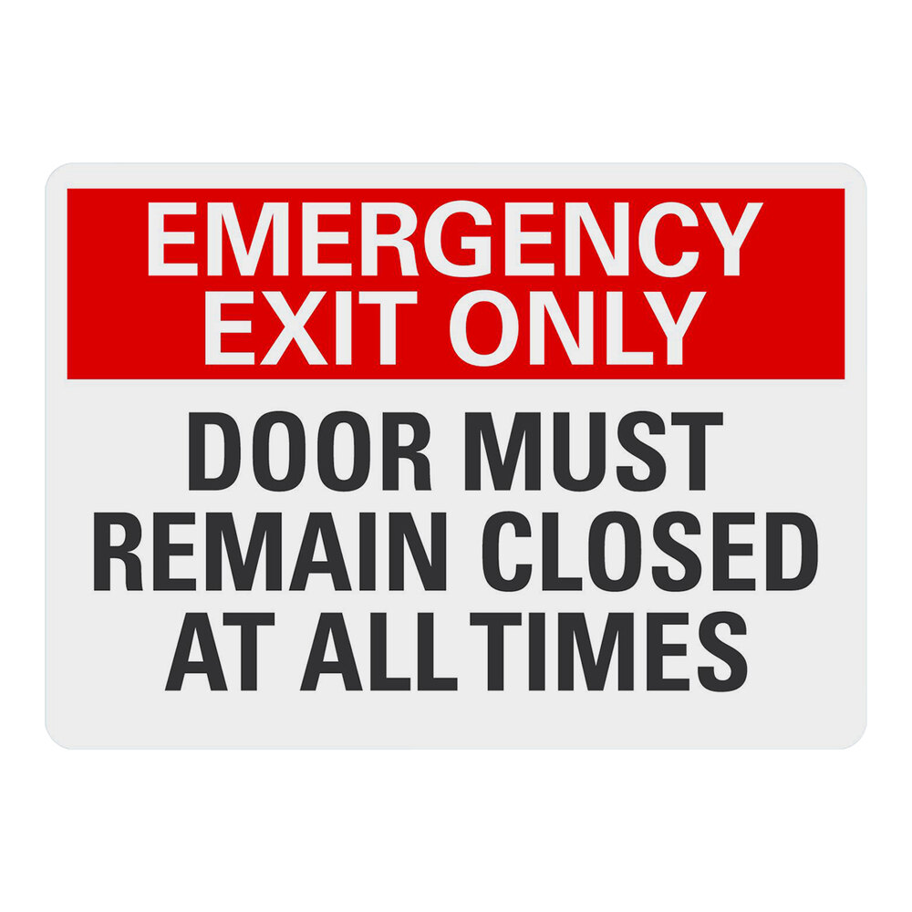 Lavex 14" x 10" White Non-Reflective Aluminum "Emergency Exit Only ...