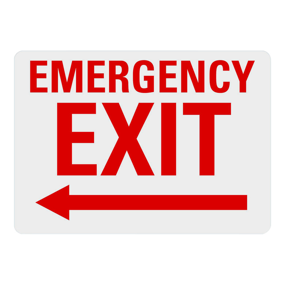 Lavex 10" x 7" White Non-Reflective Aluminum "Emergency Exit" Sign with ...