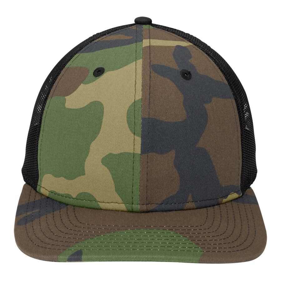 New Era NE207 Customizable Camo / Black 6-Panel Trucker Cap with Mesh ...