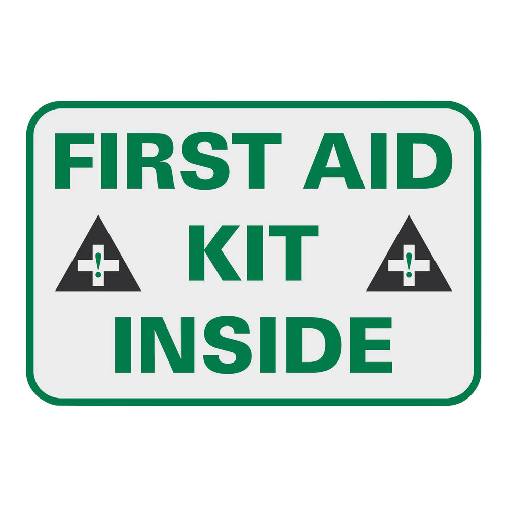 Lavex 14" x 10" Non-Reflective Plastic "First Aid Kit Inside" Safety Sign