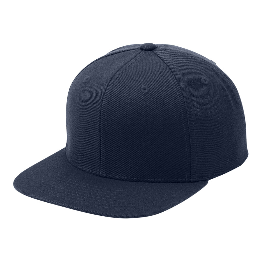 Sport-Tek STC19 Customizable True Navy 6-Panel Flat Bill Snapback Cap ...