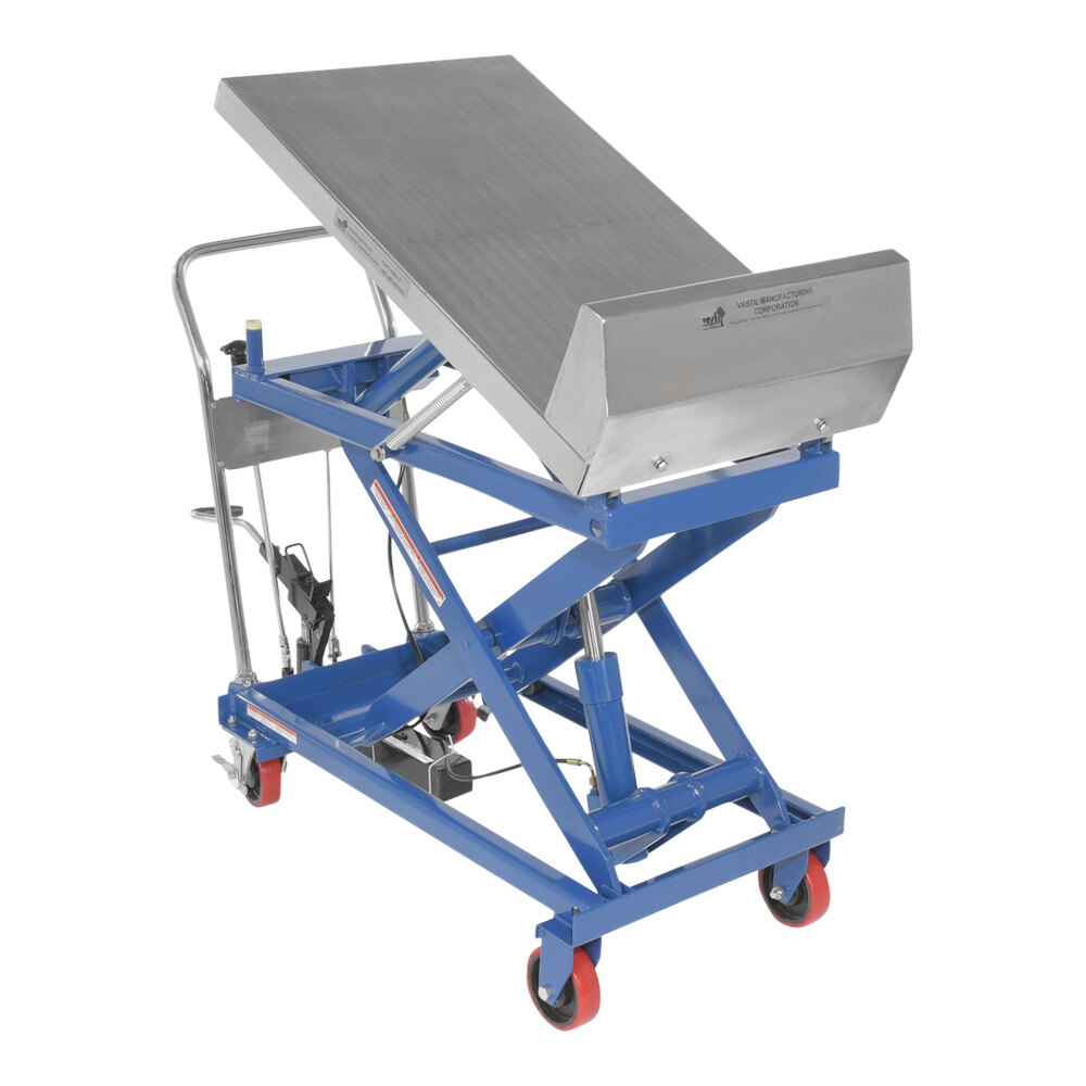 Vestil 33 1/2" x 22" Blue Steel Hydraulic Lift / Tilt Cart with ...
