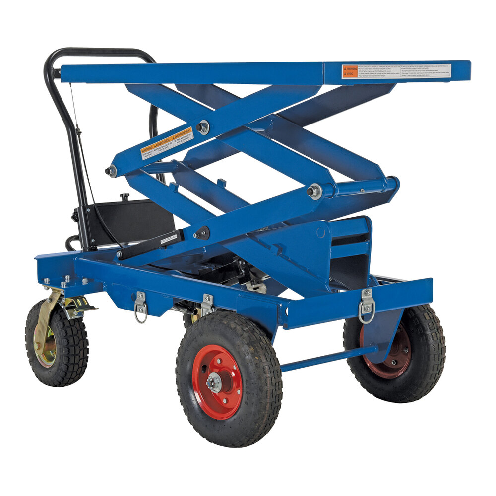 Vestil 40" x 20 1/2" Blue Steel Rough-Terrain Hydraulic Elevating Cart ...