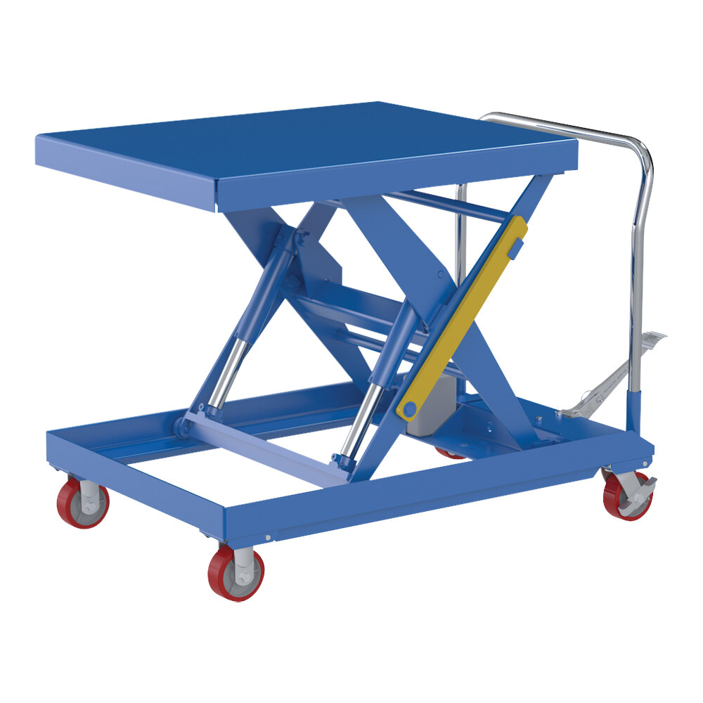 Vestil 40 3/8" x 32 3/8" Blue Steel Hydraulic Elevating Cart with 15 ...