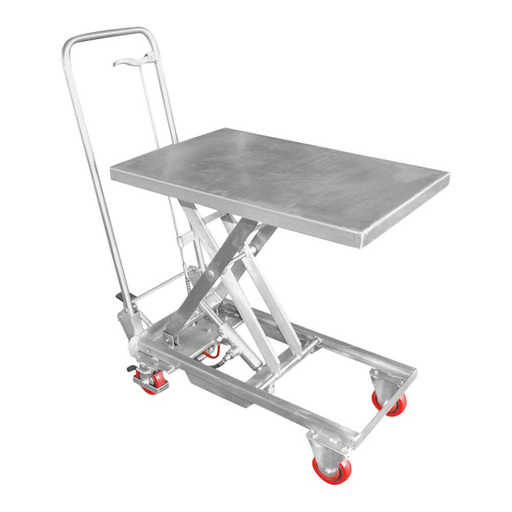 Vestil 27 1/2" x 17 3/4" Stainless Steel Hydraulic Scissor Cart with 10 ...