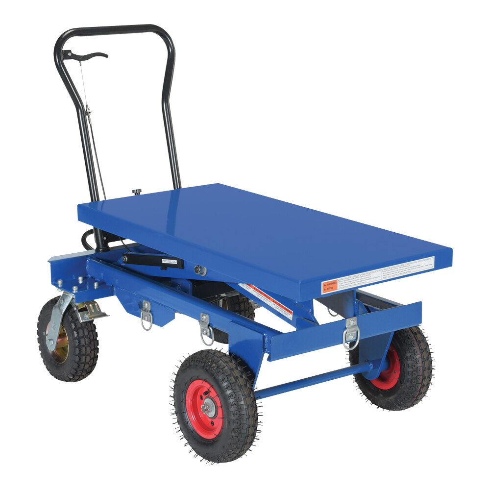 Vestil 40" x 20 1/2" Blue Steel Rough-Terrain Hydraulic Elevating Cart ...