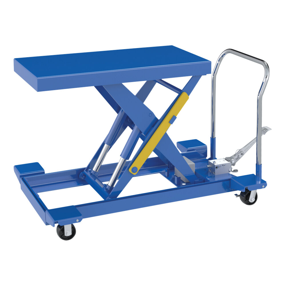 Vestil 40 3/8" x 20 3/8" Blue Steel Low-Profile Hydraulic Scissor Lift ...