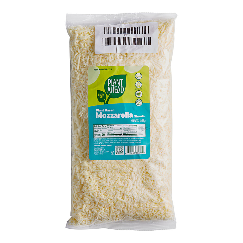 Plant Ahead Plant-Based Vegan Shredded Mozzarella Cheese 2.2 lb. - 6/Case