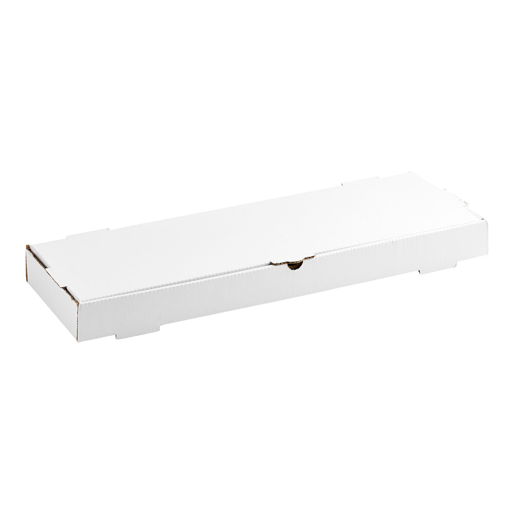 Choice 24" x 8" x 2" White Corrugated Plain Flatbread Box - 50/Bundle