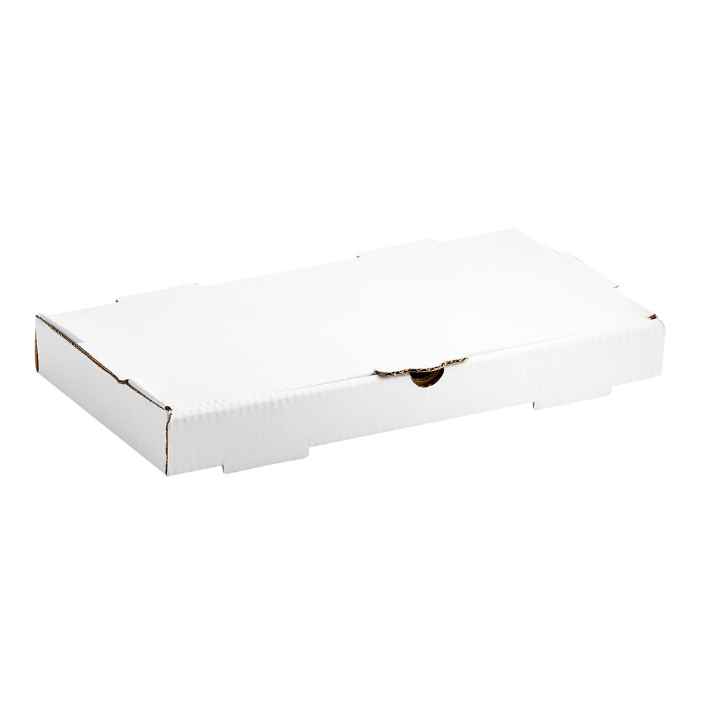 Choice 14" x 7" x 1 1/2" White Corrugated Plain Flatbread Box - 50/Bundle