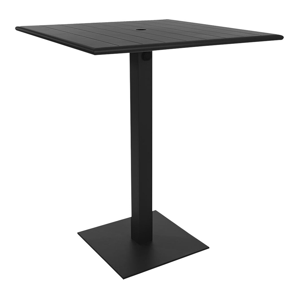 BFM Seating Beachcomber-Margate 32" Square Black Aluminum Bar Height ...