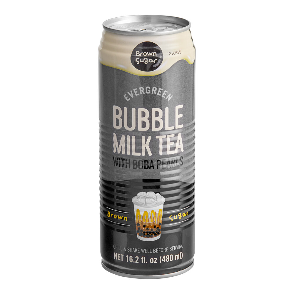 Evergreen Ready-to-Drink Brown Sugar Bubble Tea 16.2 fl. oz. - 24/Case