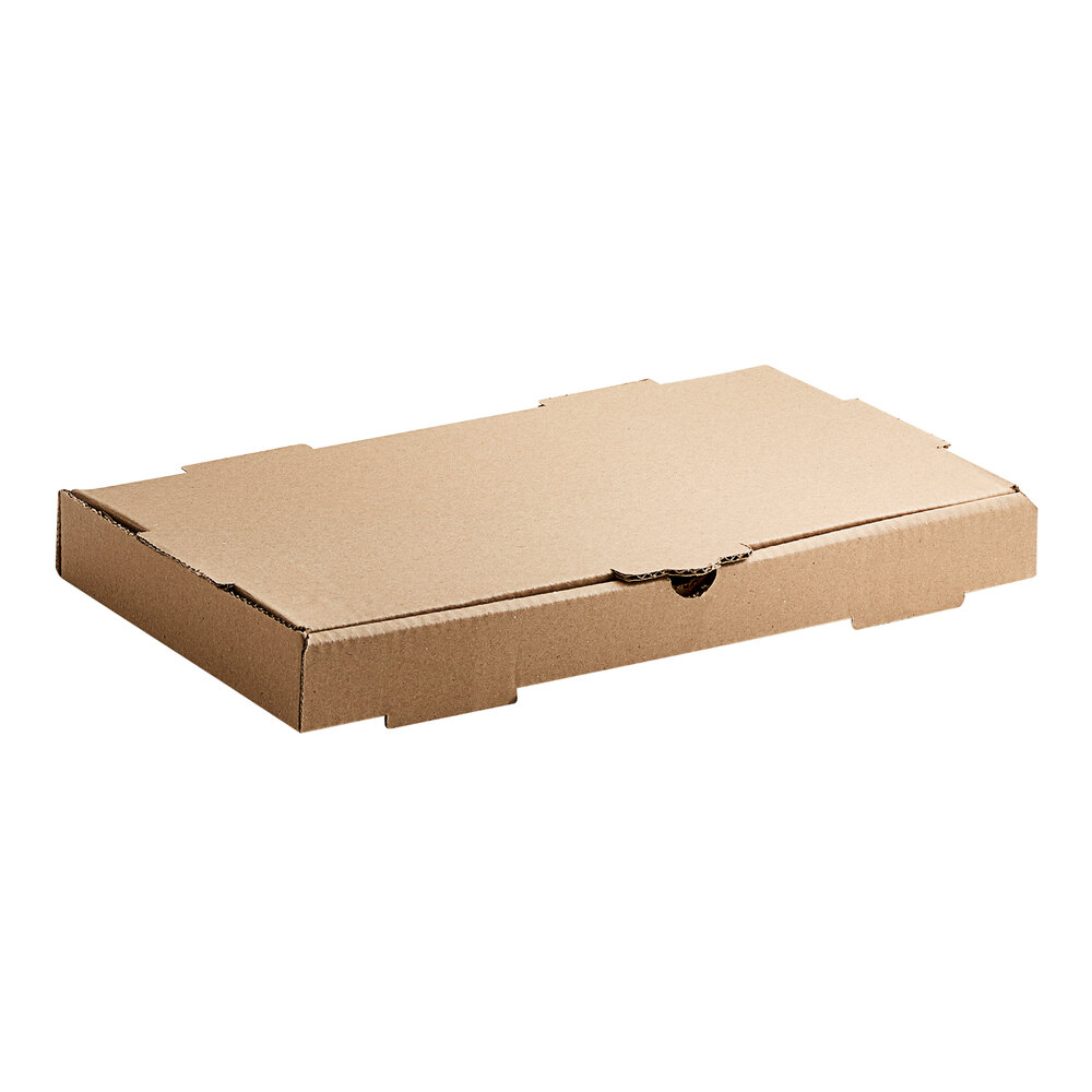 Choice 14" x 7" x 1 1/2" Kraft Corrugated Plain Flatbread Box - 50/Bundle