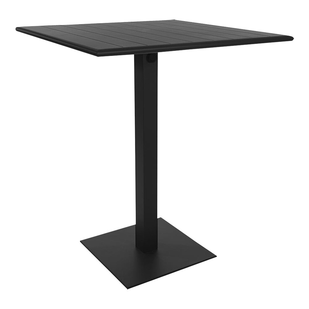 BFM Seating Beachcomber-Margate 24" x 32" Black Aluminum Bar Height Outdoor / Indoor Table with ...