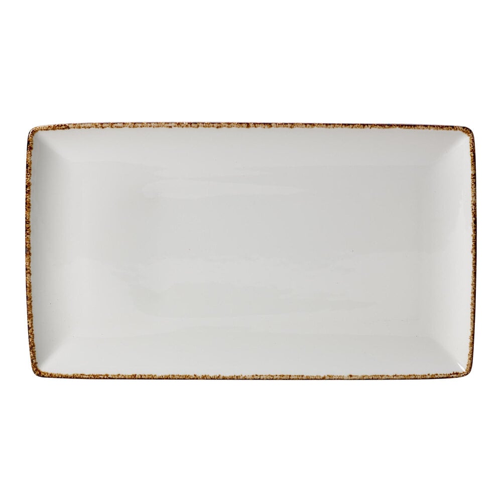 Steelite Performance Brown Dapple 8" x 4" Rectangle Tray - 6/Case