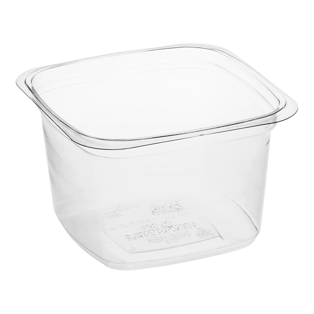 Good Natured 16 oz. Clear PLA Square Deli Container - 675/Case