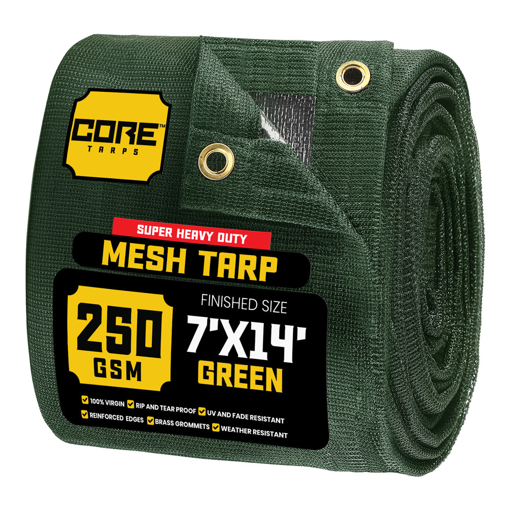 Core Tarps 7' x 14' Green Super Heavy-Duty Weather-Resistant 7.5 oz ...