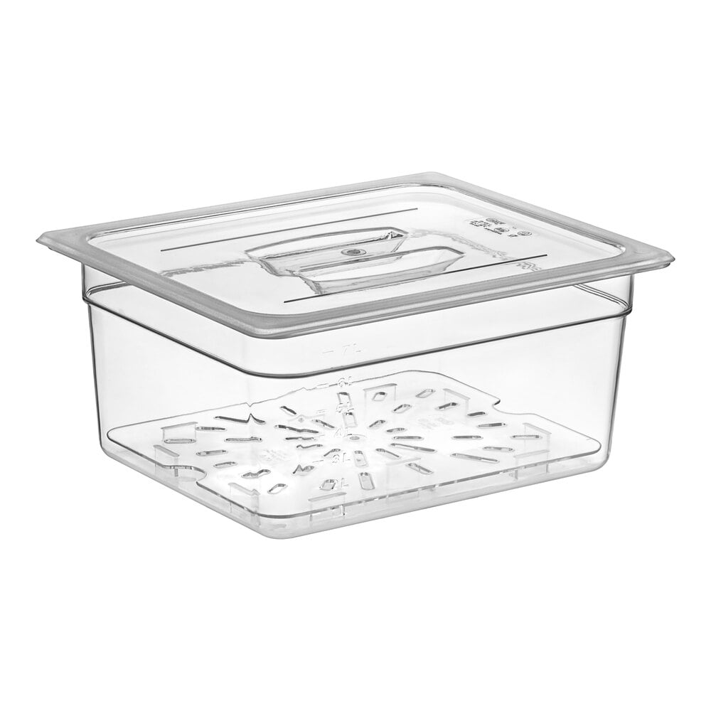 Choice 1/2 Size 6" Deep Clear Polycarbonate Food Pan with Drain Tray ...
