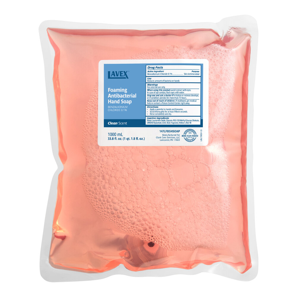 Lavex 33.8 fl. oz. (1,000 mL) Foaming Antibacterial Clean Scent Hand ...