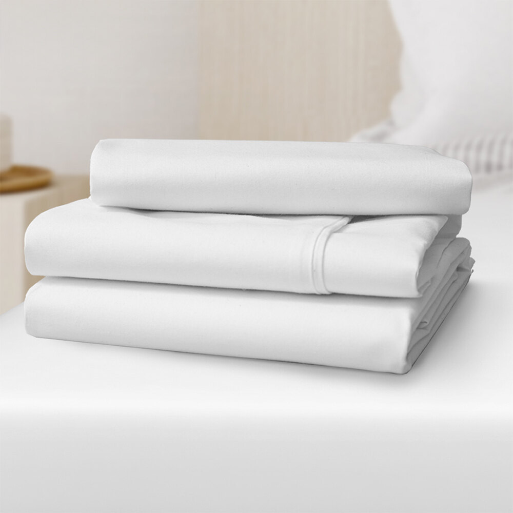 Oxford Micro Superblend 100% Polyester Microfiber White Flat Sheet