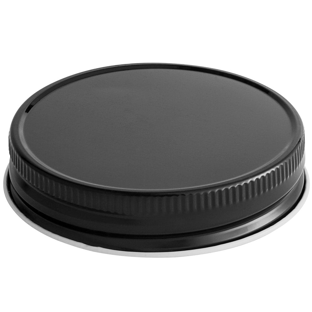 70/450 Black Metal Lid - 100/Pack