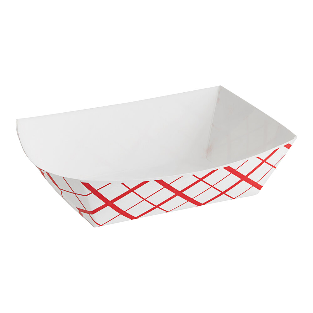 Southern Champion #300 3 lb. Red Checkered Paper Food Tray - 500/Case