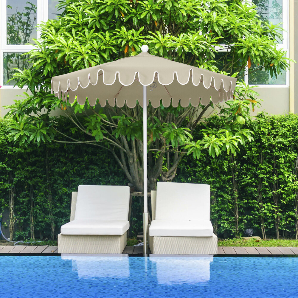 California Umbrella Salinas 7 1/2' Round Manual Lift Umbrella with 1 1/ ...