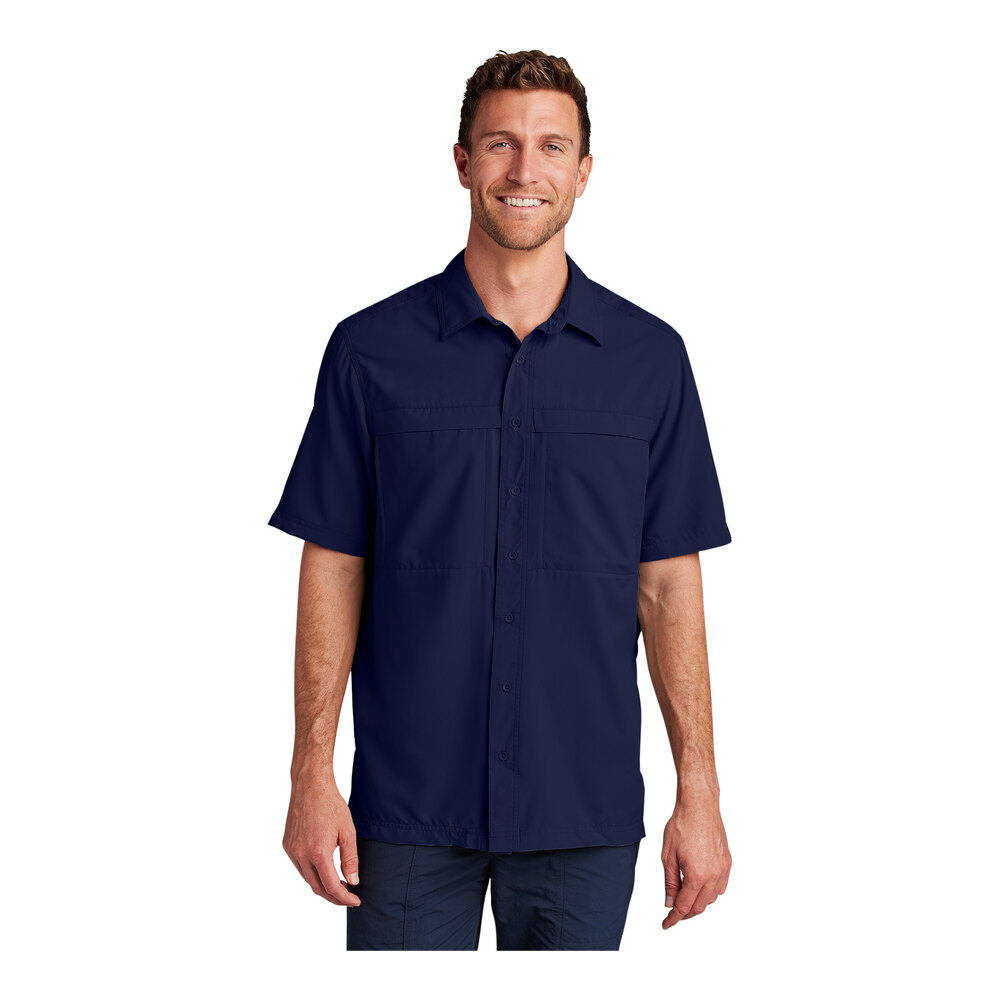 Port Authority W961 Unisex Customizable True Navy Short Sleeve Moisture ...