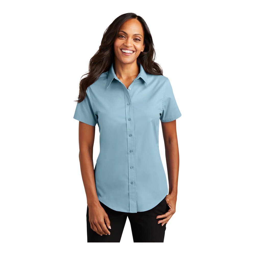 Port Authority L508 Women's Customizable Light Blue / Light Stone Short ...