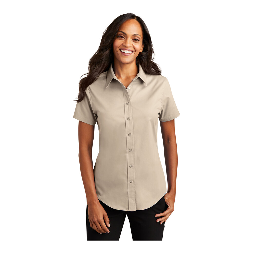 Port Authority L508 Women's Customizable Stone Short Sleeve Wrinkle ...
