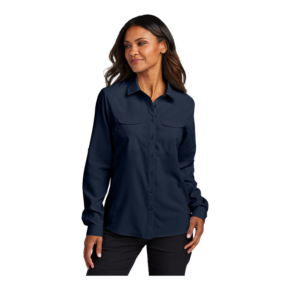 Port Authority LW960 Women's Customizable True Navy Long Sleeve ...