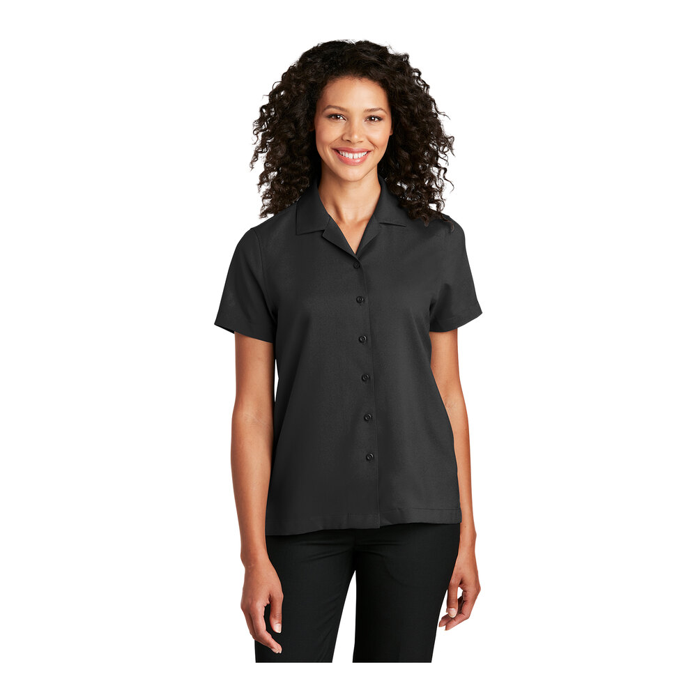Port Authority LW400 Women's Customizable Black Short Sleeve Moisture-Wicking Performance Staff ...