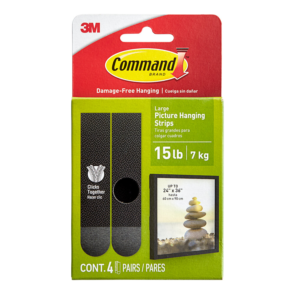 3M Command™ 7100279585 15 lb. Large Black Picture Hanging Strip Pairs ...