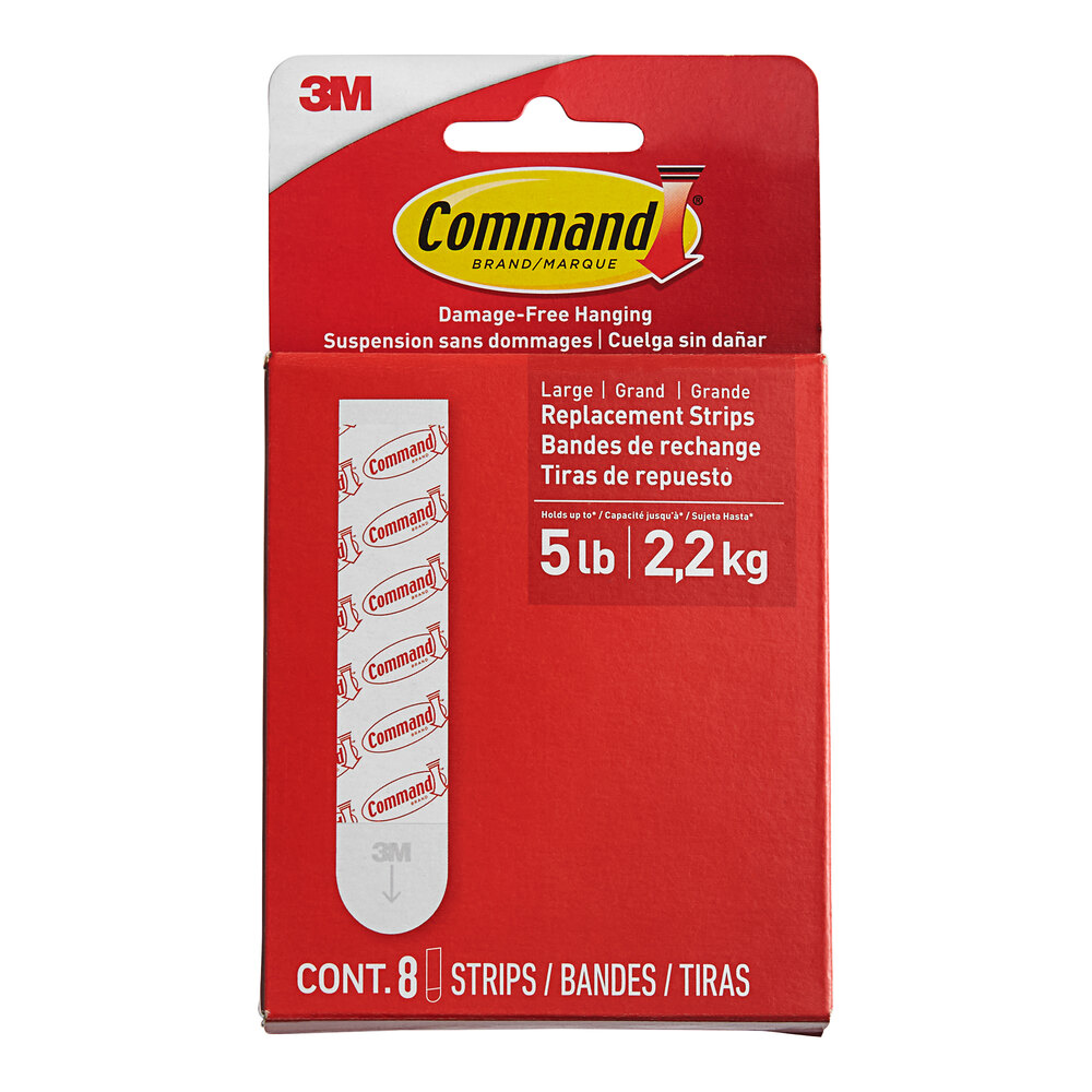 3M Command™ 7100281873 5 lb. Large Foam Refill Adhesive Strip Pairs - 8 ...