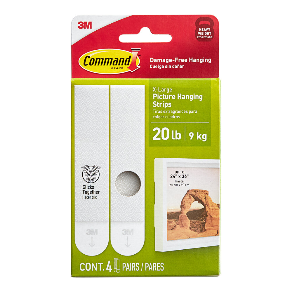 3M Command™ 7100277416 20 lb. Extra Large White Picture Hanging Strip ...