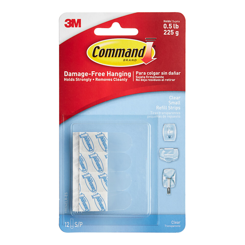 3M Command™ 7100067625 0.5 lb. Small Clear Refill Adhesive Strips - 12/Pack