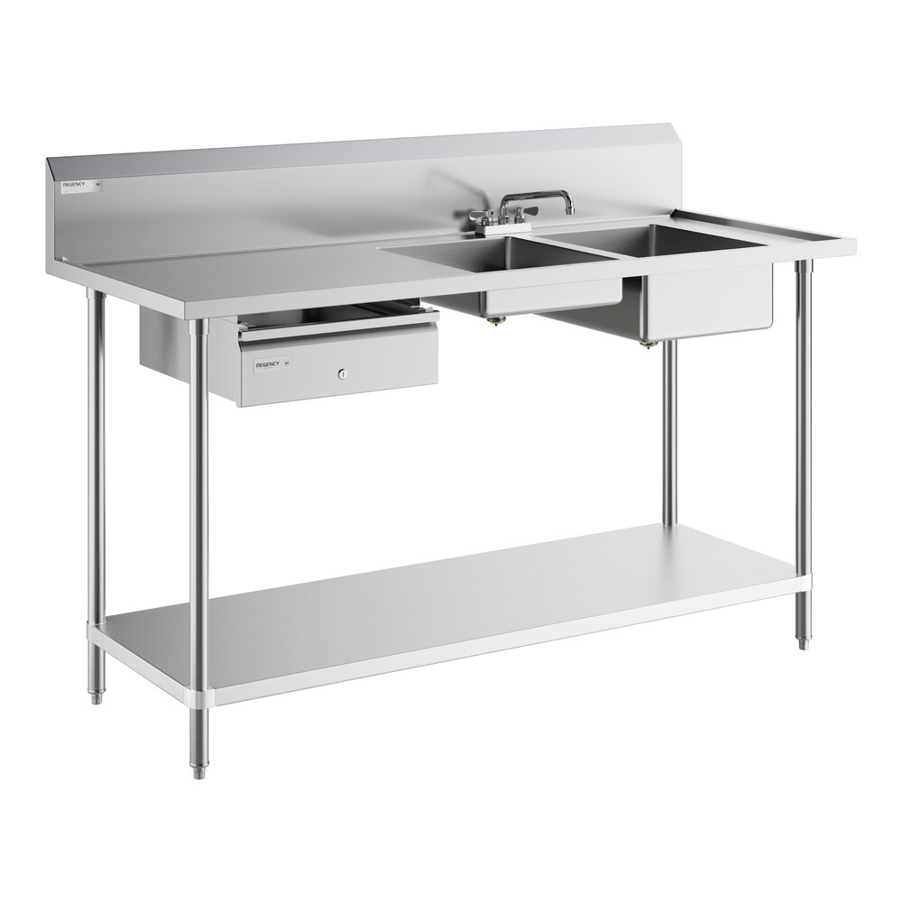 Regency Spec Line 30" x 72" 14 Gauge Stainless Steel Work Table with 2 ...