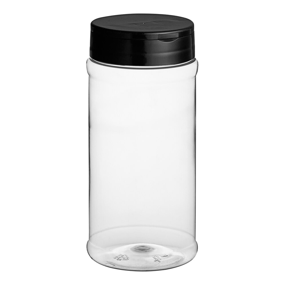 16 oz. Round Plastic Spice Container and 63/485 Black Unlined Dual ...