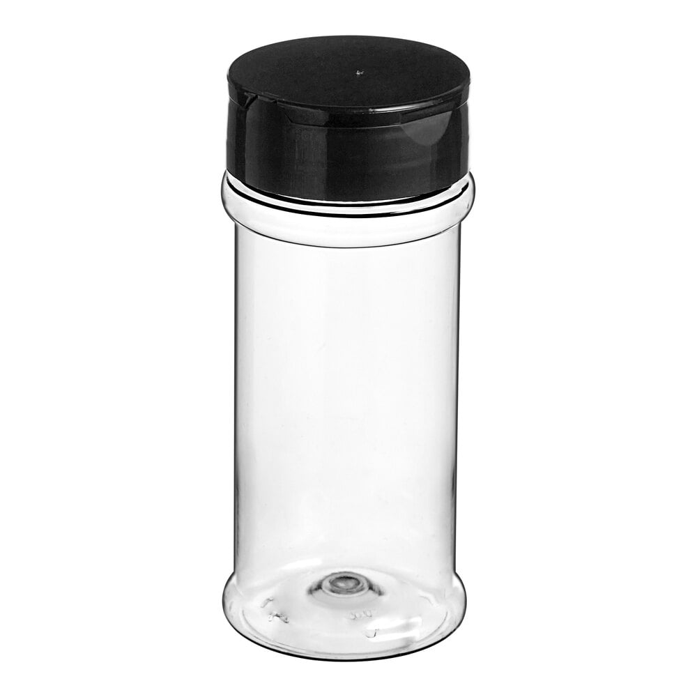 8.4 oz. Round Plastic Spice Container and 53/485 Black Induction-Lined ...