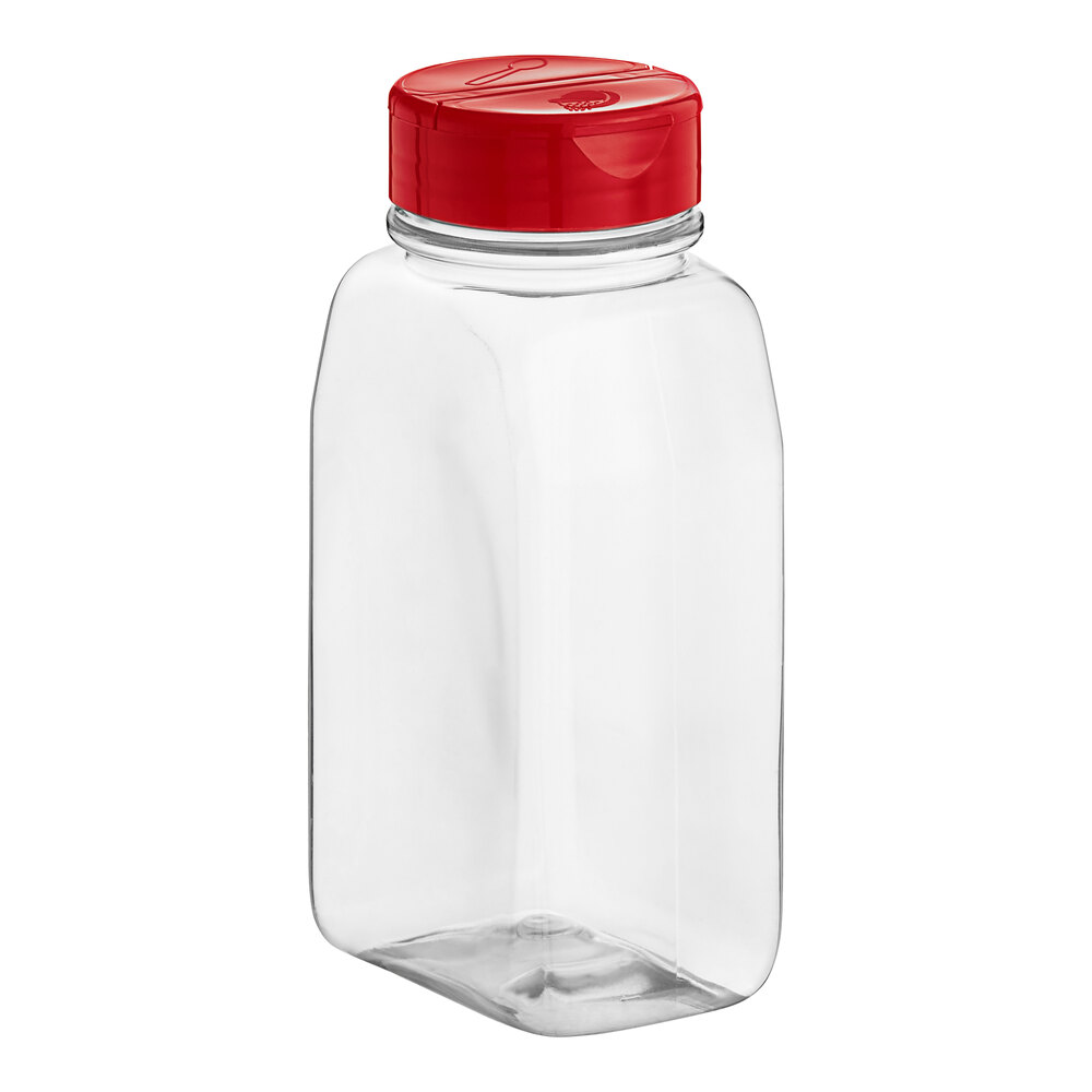 16 oz. Rectangular Plastic Spice Container and 53/485 Red Induction ...